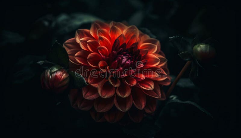 Enigmatic Dahlia in Dark Bloom: a Captivating Portrait of Nature S ...
