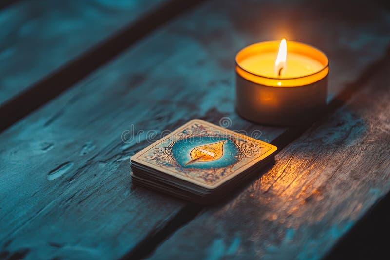 A Single Card from an Oracle Deck Resting on a Smooth Wooden Surface ...