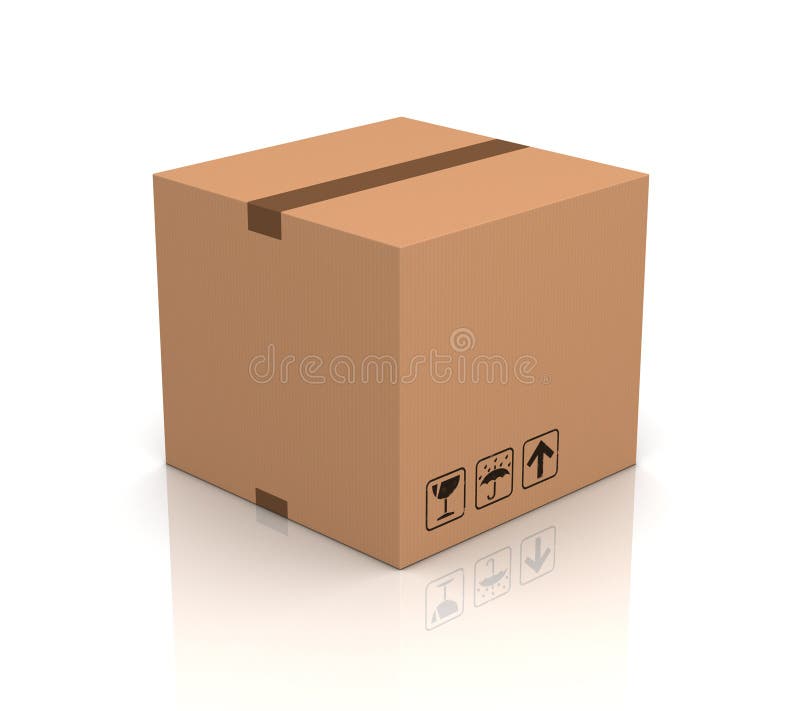 Single Cardboard Box. Top and Front View. Package Isolated on ...