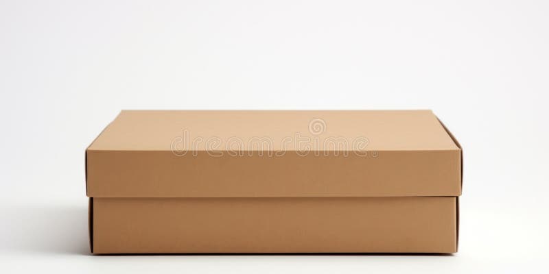 Single Cardboard Box with Detachable Lid on White Background. Closed ...