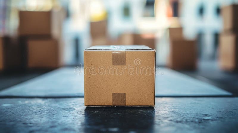 Single Cardboard Box in Warehouse Storage Environment Stock Image ...