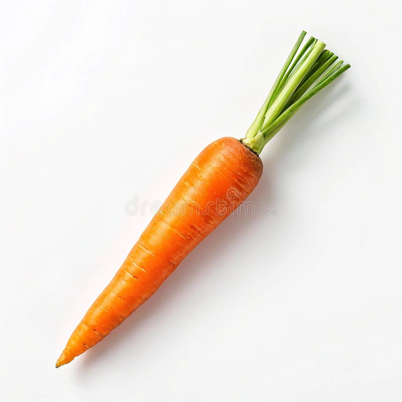 Single Carrot with Bright Orange Root on White Background Stock ...