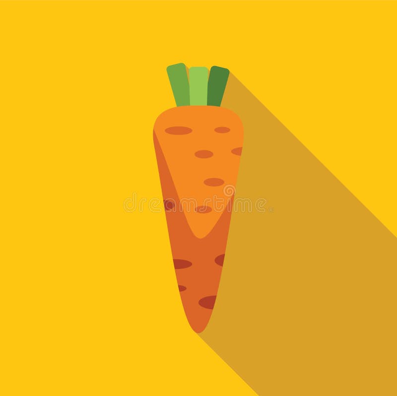 Single Carrot Casting Long Shadow on Yellow Background Stock ...