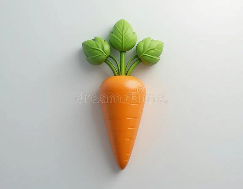 A Single Carrot with Three Green Leaves on a White Background Stock ...