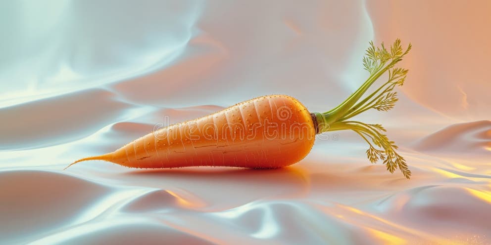 A Single Carrot on a White Surface with a Green Stem. Stock Image ...