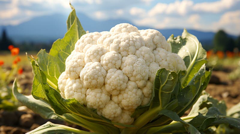 A Single Cauliflower Closeup Infront View Stock Photo - Image of life ...