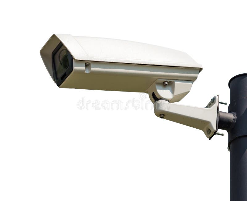 Single CCTV Security Camera on Locker Wooden MailBoxes Stock Photo ...