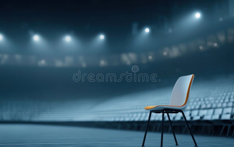 Single Chair in a Dimly Lit Empty Stadium Stock Illustration ...