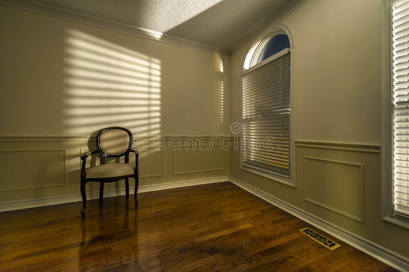 Single Chair in Empty Room stock image. Image of upholdered - 152058341