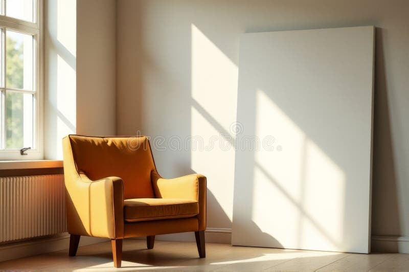 A Single Chair Placed Next To a Window with Natural Light Stock Photo ...