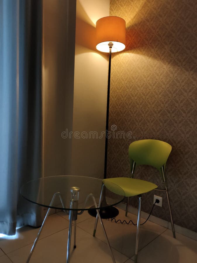 Single Chair Under the Lamp Stock Photo - Image of lamp, chair: 274931974