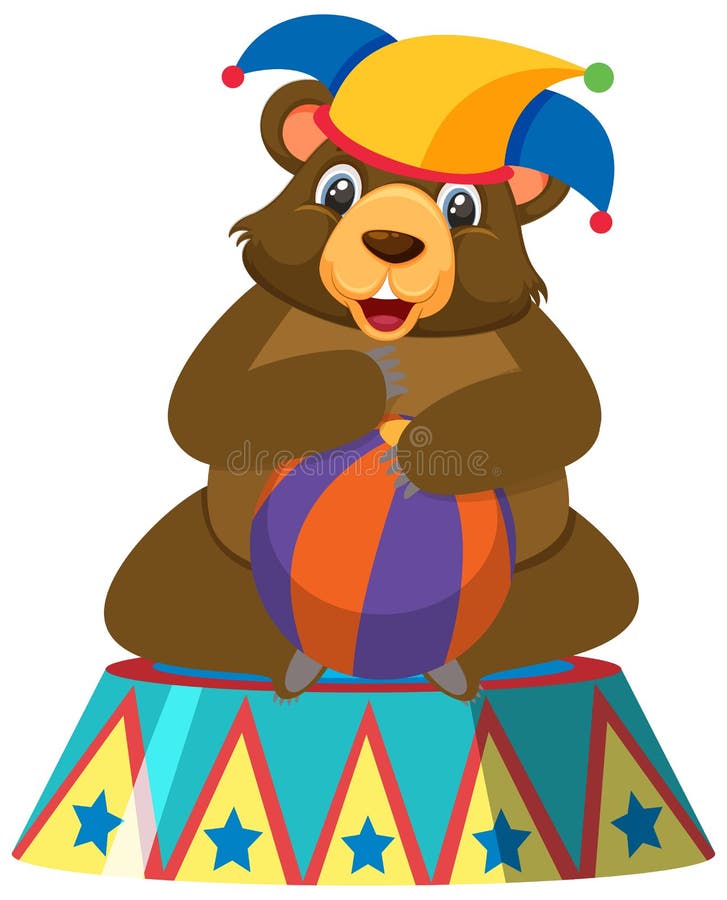 Single Character of Circus Bear on White Background Stock Illustration ...