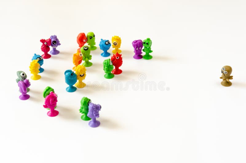 A Single Character Faces a Group of Figures. Concept of the Conflict ...