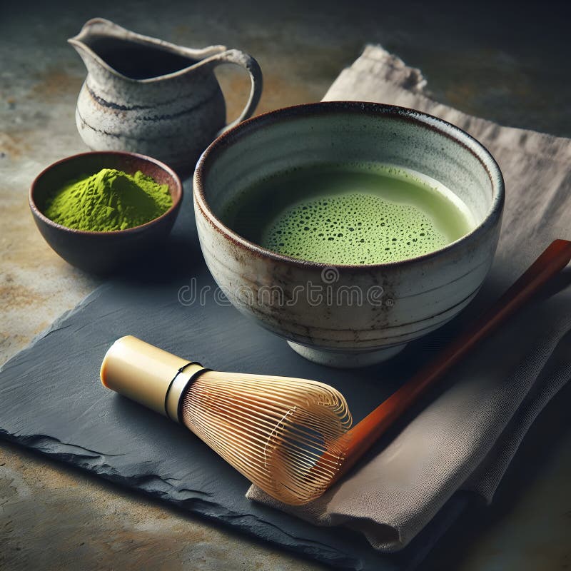 A Single Chawan on a Weathered Slate Table, Ai Created Image Stock ...