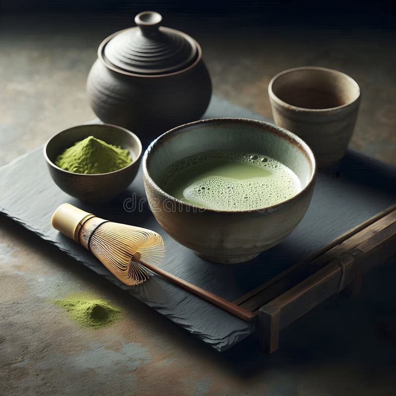 A Single Chawan on a Weathered Slate Table, Ai Created Image Stock ...
