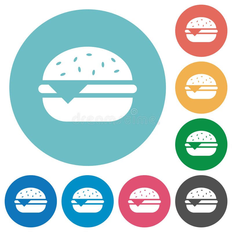 Single Cheeseburger Outline Round Flat Multi Colored Icons Stock Vector - Illustration of eating ...