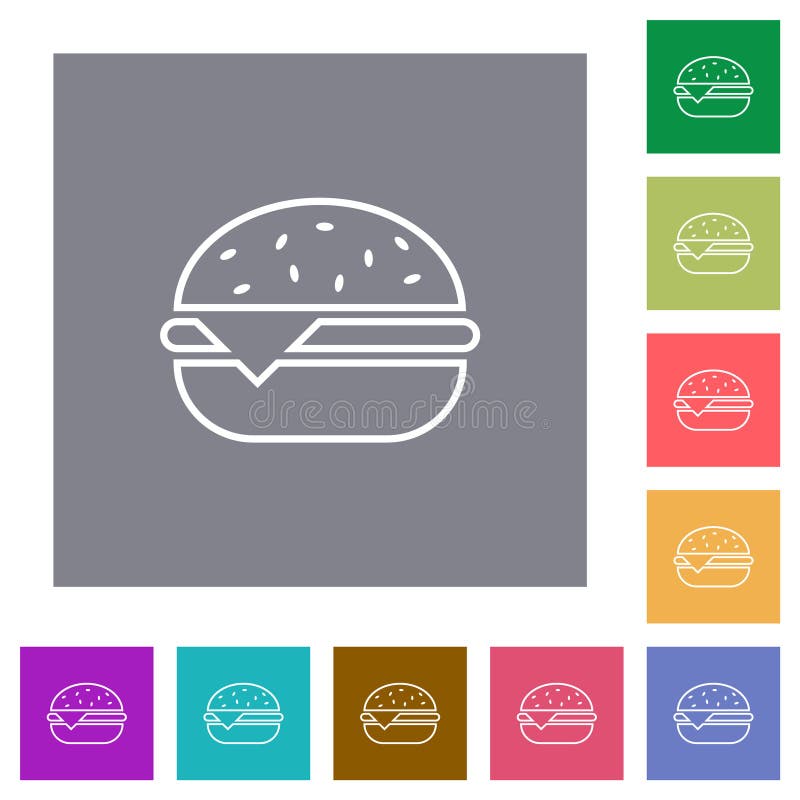 Single Cheeseburger Outline Round Flat Multi Colored Icons Stock Vector - Illustration of eating ...