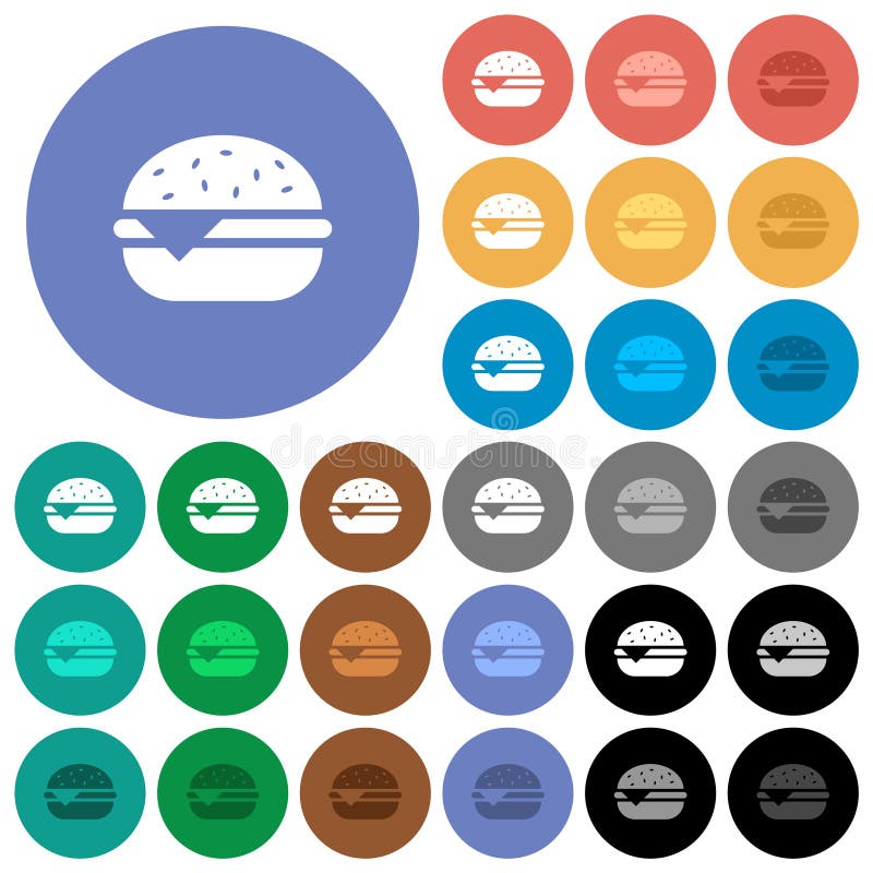 Single Cheeseburger Outline Round Flat Multi Colored Icons Stock Vector - Illustration of eating ...