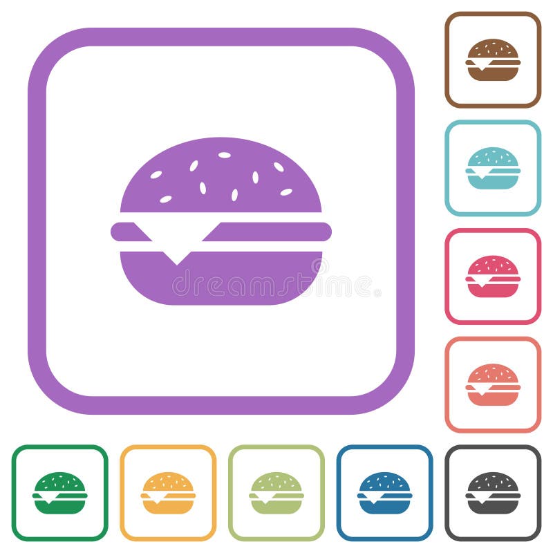 Single Cheeseburger Outline Round Flat Multi Colored Icons Stock Vector - Illustration of eating ...