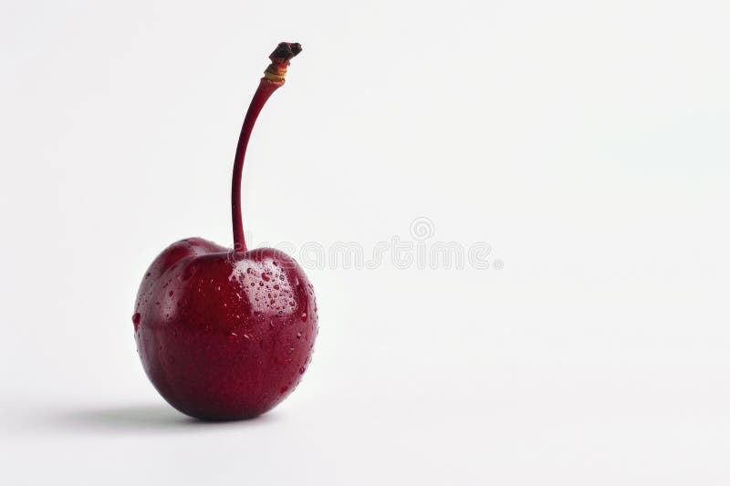 A Single Cherry Fruit Sits on a White Surface Stock Image - Image of ...
