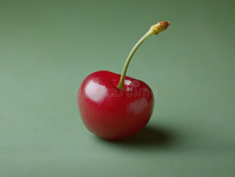 Single Cherry on Green Surface Stock Photo - Image of summer, isolated ...