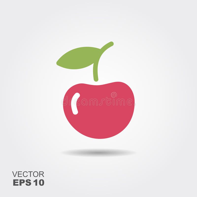 Single Cherry with a Leaf, Isolated Vector Illustration Stock Vector ...