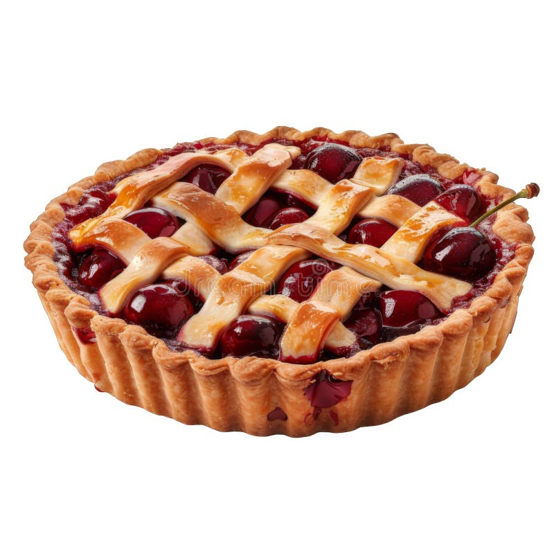 A Single Cherry Pie with Lattice Crust Stock Photo - Illustration of ...