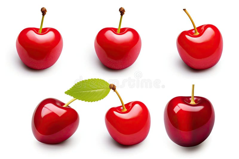 Single Cherry Separated on a White Background with a Clipped Path ...