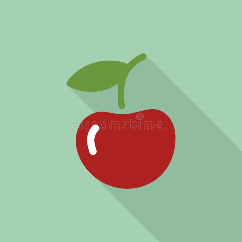 Single Cherry with a Leaf, Isolated Vector Illustration Stock Vector ...