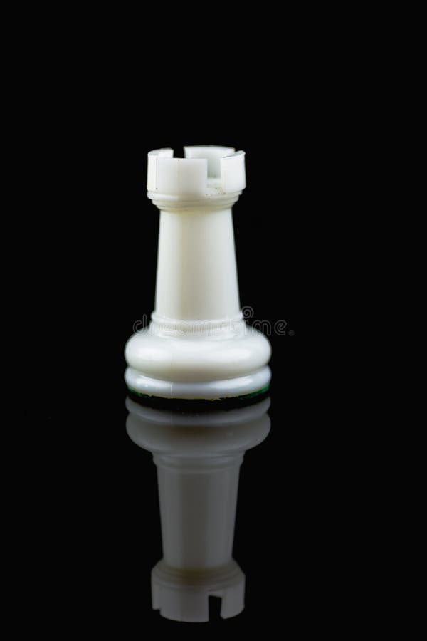 Rook White Chess Piece on Black Background Stock Image - Image of black ...