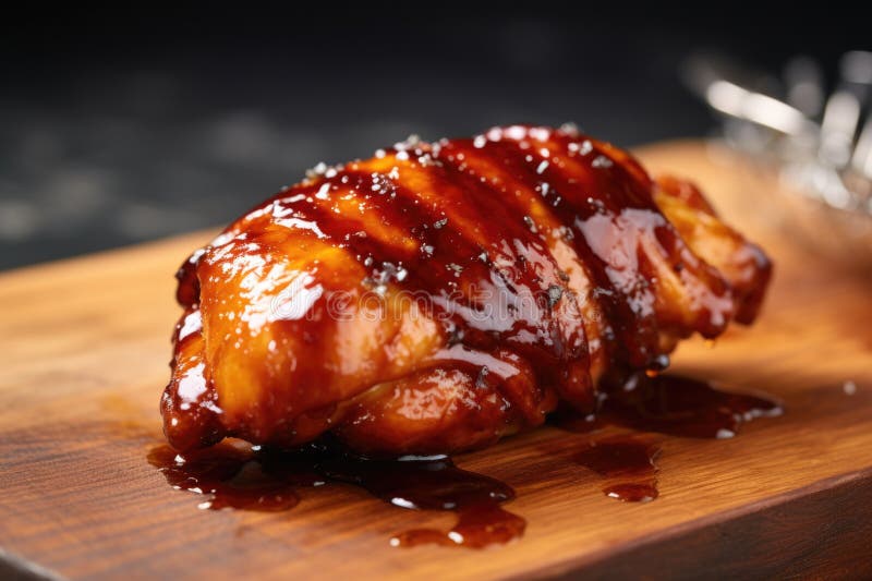 A Single Chicken Wing with Shiny Barbecue Glaze Stock Image - Image of ...