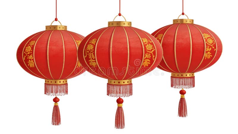 Chinese Red Lantern Isolated on Transparent or White Background Stock ...