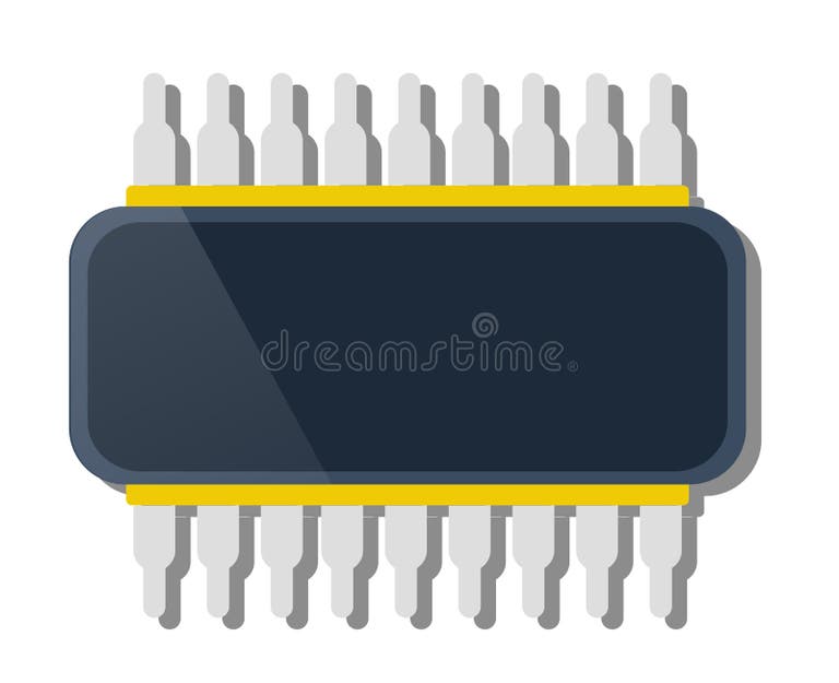 Single Chip Device of Technology Electronic Microchip Microcircuit Stock Vector - Illustration ...
