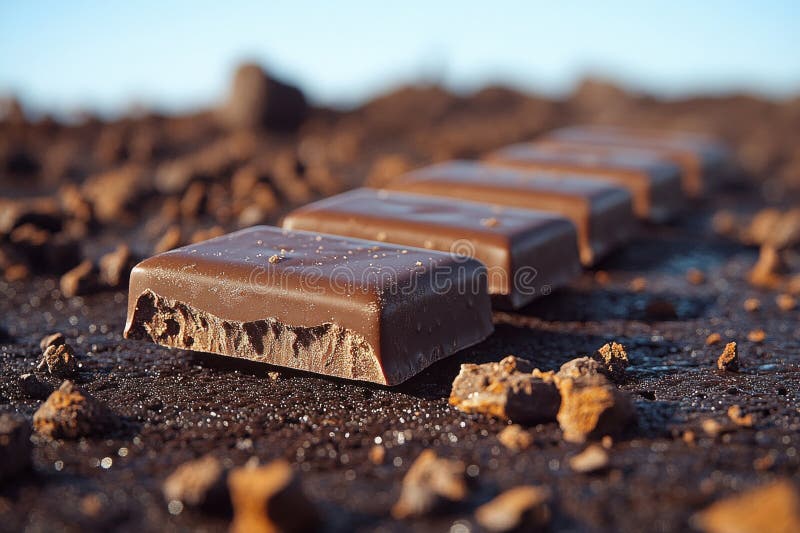 A Single Chocolate Bar Sits on Top of a Dirt Field, Possibly Abandoned ...
