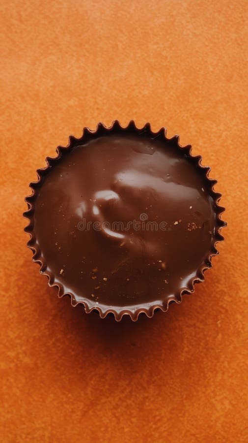 Single Chocolate Candy Partially Wrapped on Orange Background Stock ...