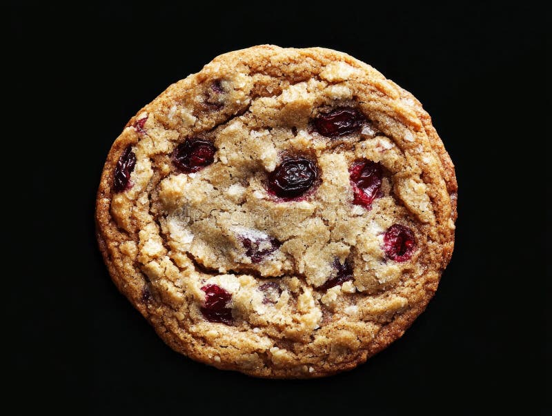 A Single Chocolate Chip Cookie Placed on a Black Surface Stock Photo ...