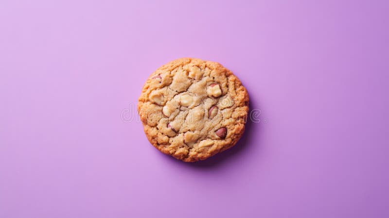 Single Chocolate Chip Cookie on Purple Background Stock Illustration ...