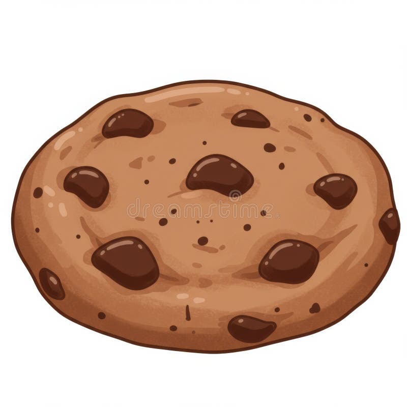 Single Chocolate Chip Cookie on White Background Stock Illustration ...