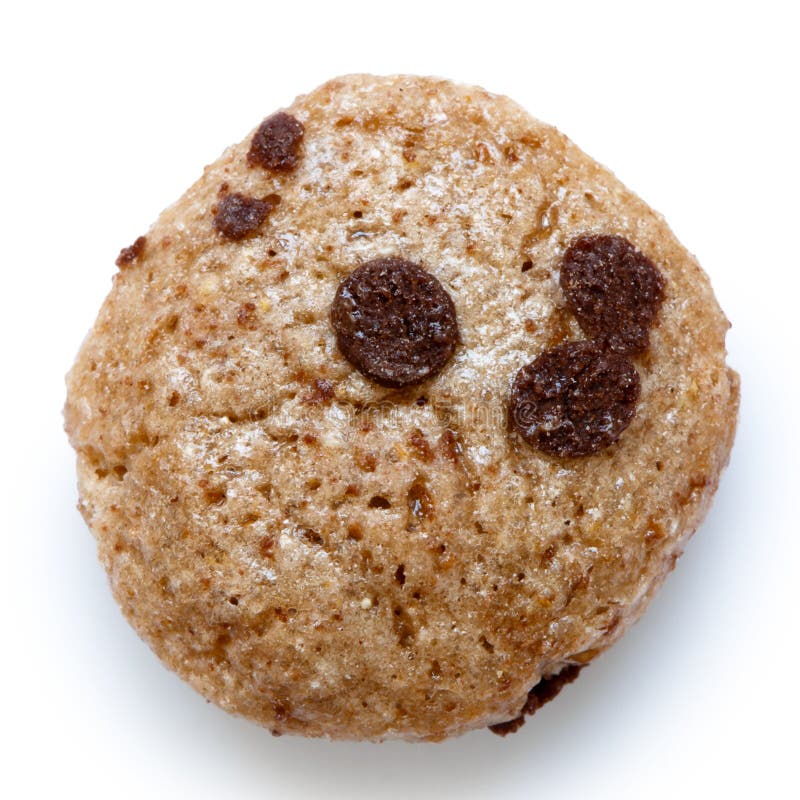 Single Chocolate Chip Cookies Cereal Isolated on White. Stock Photo ...