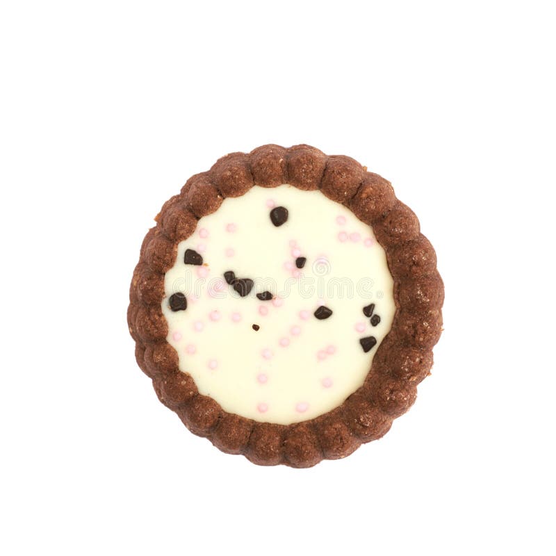 Single Chocolate Cookie Isolated Stock Photo - Image of filled, filling ...