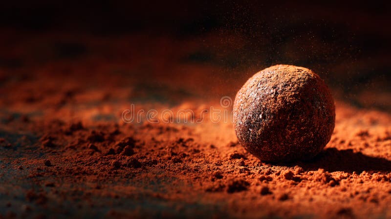 Single Chocolate Truffle Dusted with Cocoa Powder on Rustic Surface ...