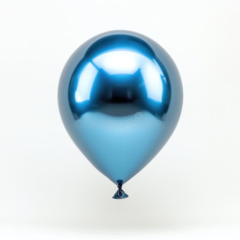 Single Chrome Blue Balloon on White Background Stock Illustration ...