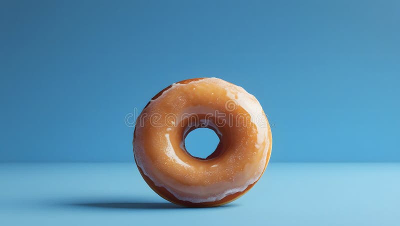 Classic Glazed Donut on Blue Background Stock Illustration ...
