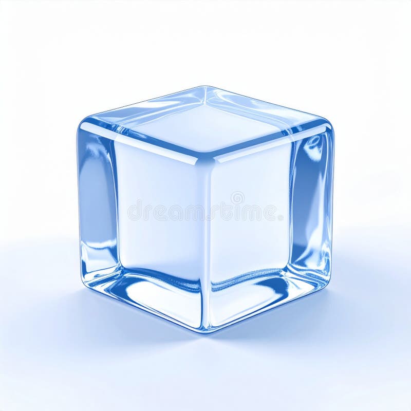 Single Clear Blue Ice Cube on White Background Stock Illustration ...