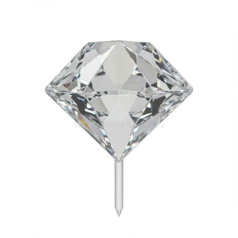 Single Clear Diamond with Facets on White Background Stock Illustration ...