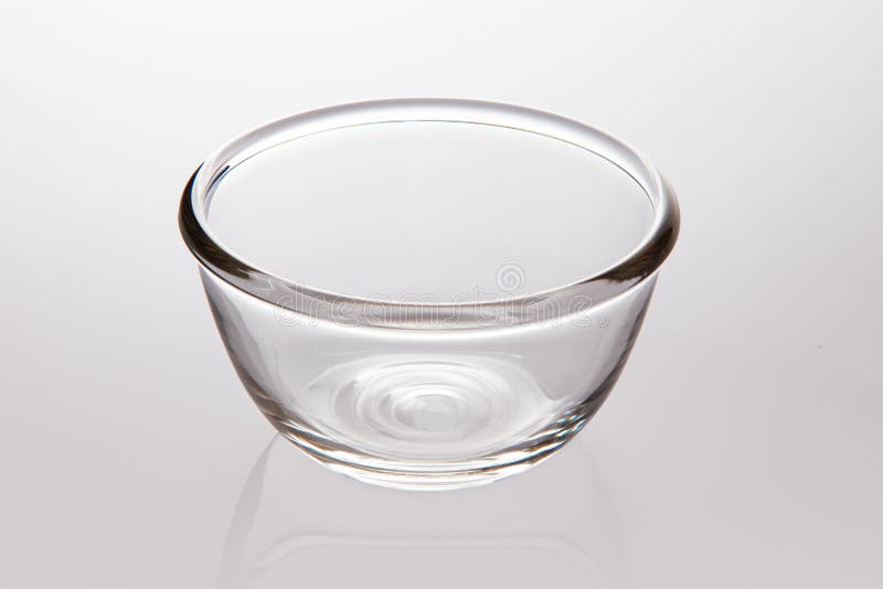 Single Clear Glass Bowl, Light Gray Background Stock Photo - Image of ...