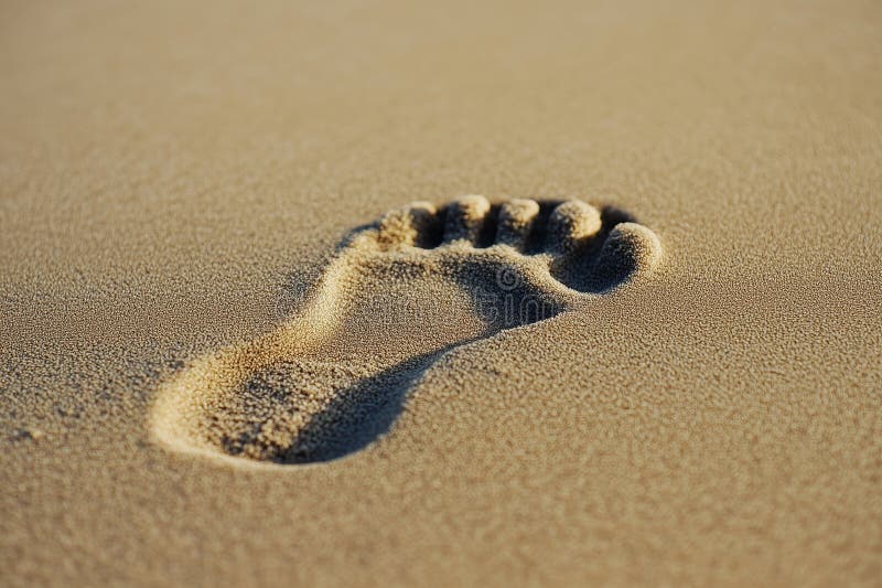 A Single, Clear Human Footprint in the Sand on a Beach Ai Photo Stock ...