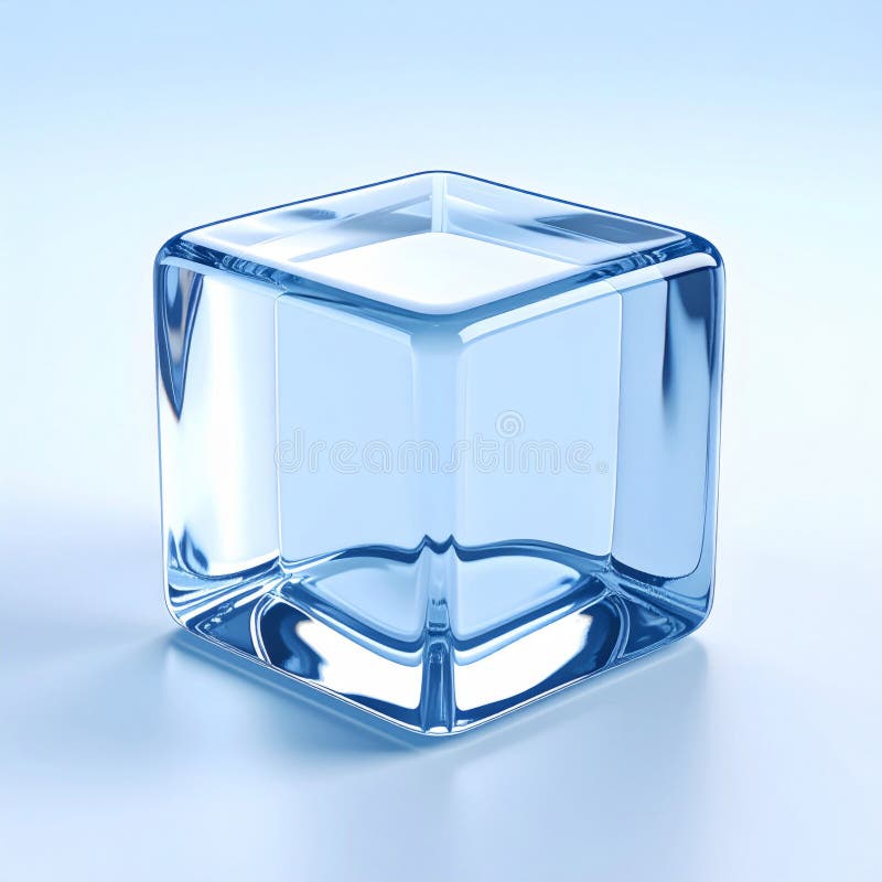 Single Clear Ice Cube on Light Blue Background Stock Illustration ...