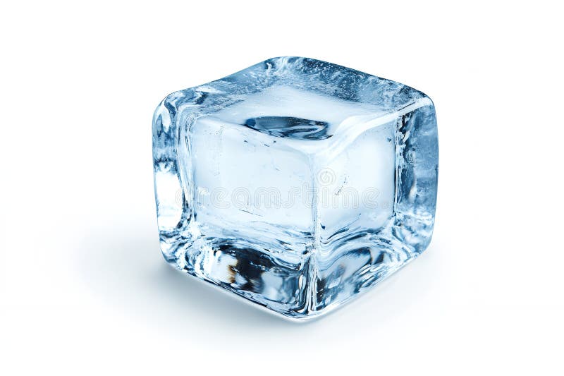 Single Clear Ice Cube on White Background Perfect for Drinks and ...