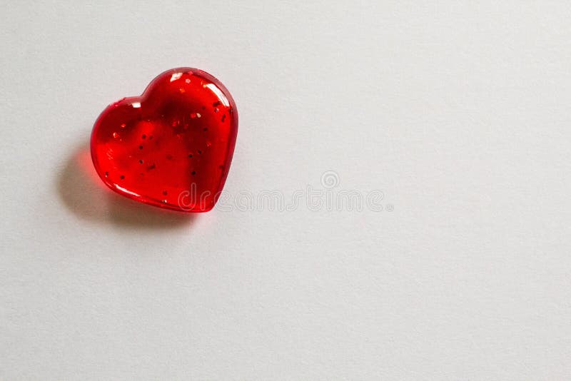 Single Clear Red Heart on White Background Stock Image - Image of gift ...